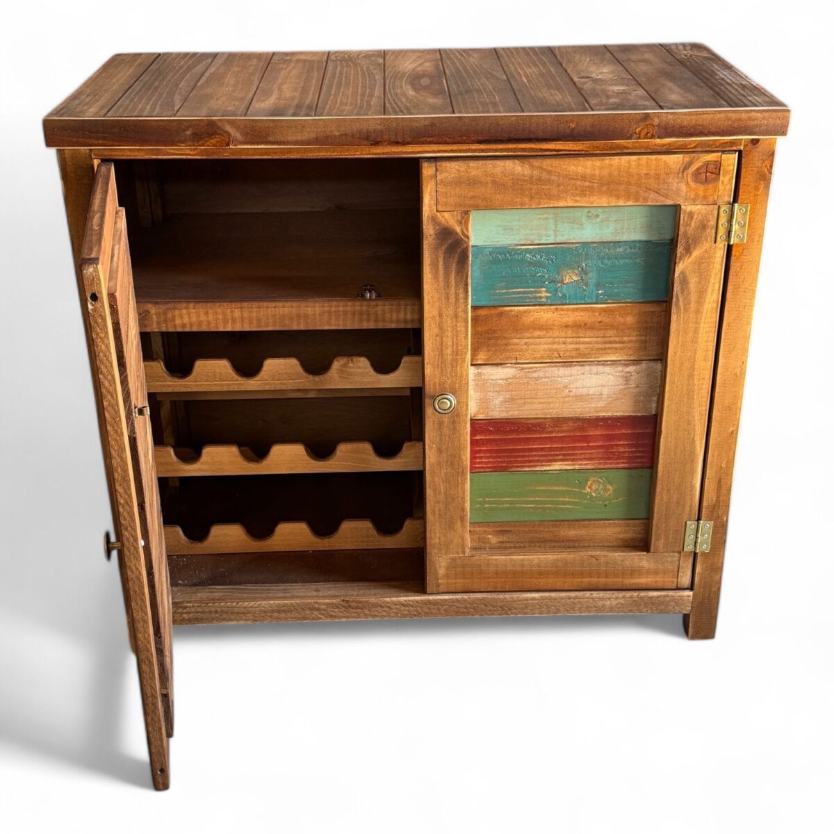 Mueble rústico tipo CAVA color Roble y patina de colores